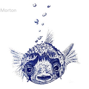 Fish Sticker, Puffer Fish Vinyl Sticker, Waterproof Glossy Blowfish ...