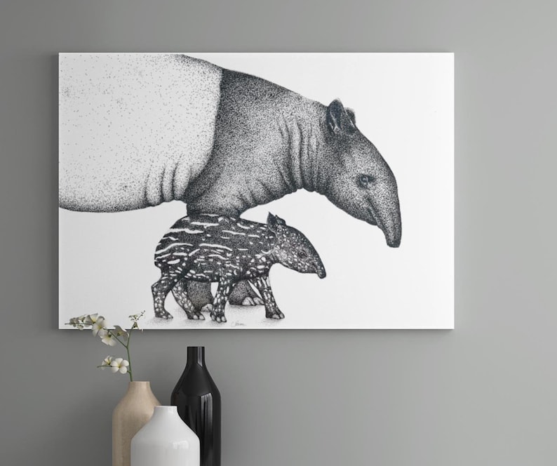 DIGITAL PRINT - Malayan Tapir, Tapirs Print, Black and White, Digital ...