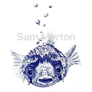 Fish Sticker, Puffer Fish Vinyl Sticker, Waterproof Glossy Blowfish ...