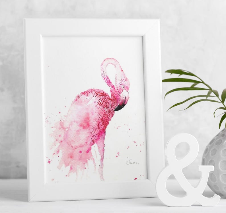 DIGITAL PRINT - Flamingo Watercolour Print, Bird Art, Digital Download ...