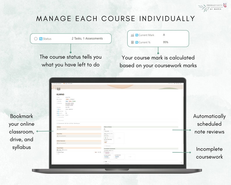 All in One Student Dashboard Notion Template Ultimate Student Planner ...