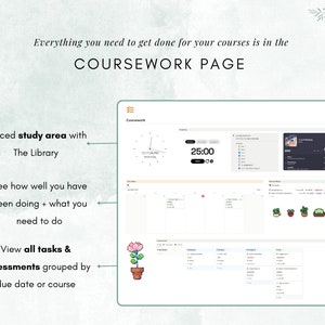 All in One Student Dashboard Notion Template Ultimate Student Planner and Organizer Plant Themed ...
