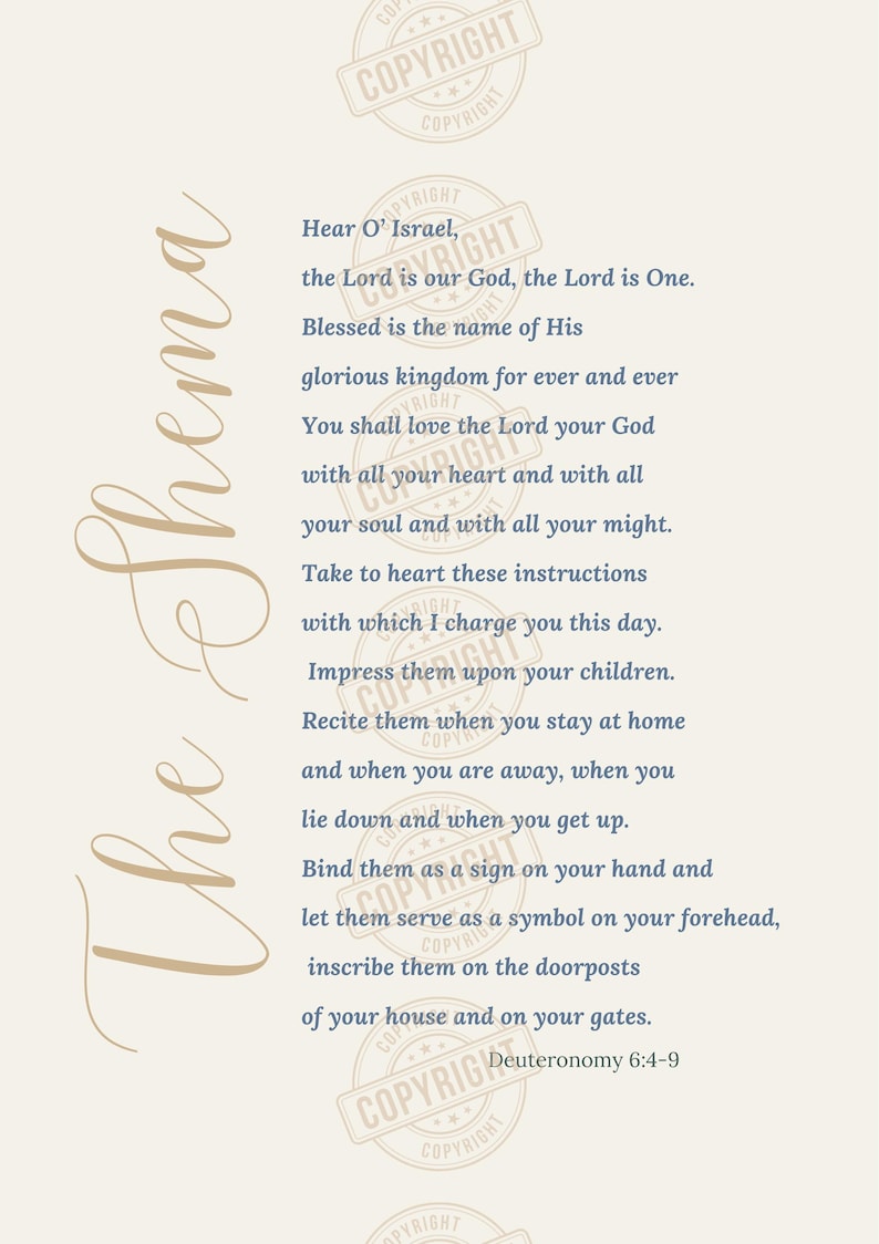 Shema Prayer Print: Hebrew & English Scripture Wall Art (digital ...