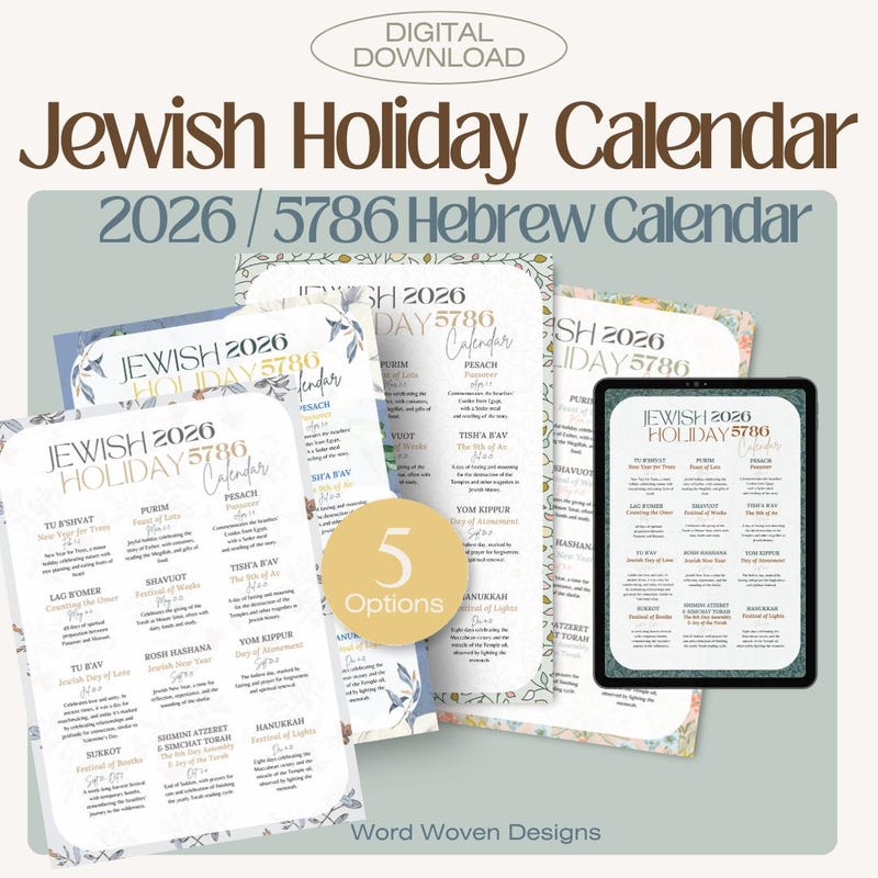 Biblical Jewish Calendar - Etsy UK
