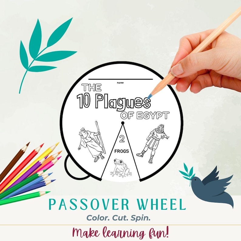 10 Plagues Coloring Wheel | Passover Craft | Bible Activity | Sunday ...