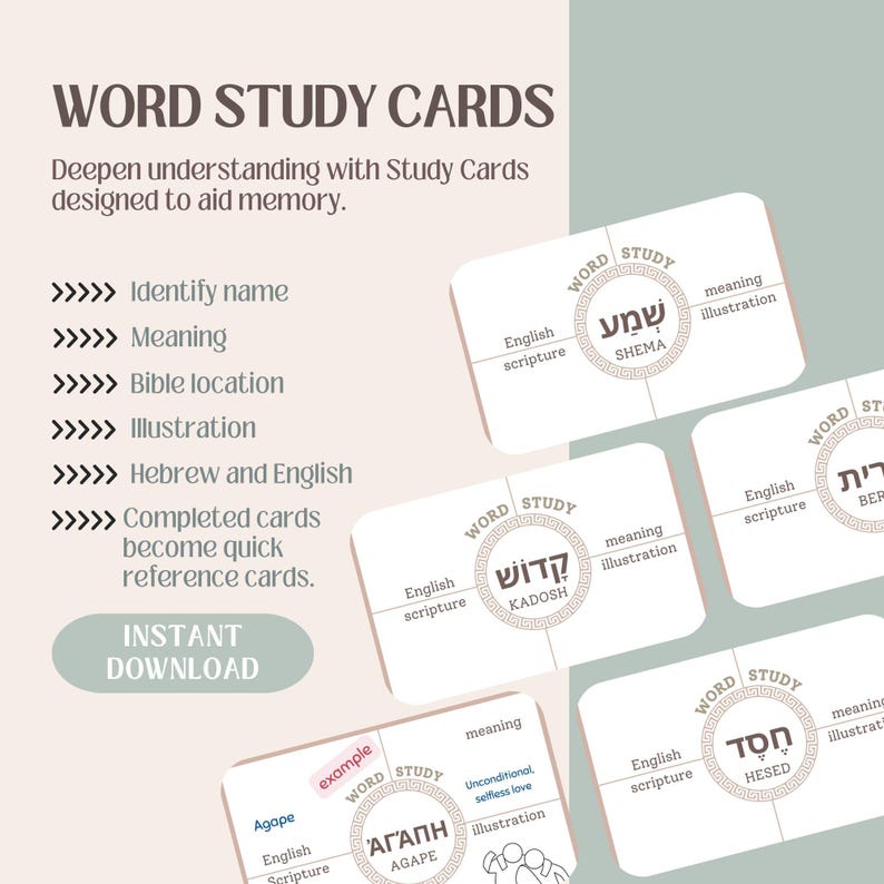 Hebrew Word Study Guide: Bible Study Tool (instant Download) - Etsy