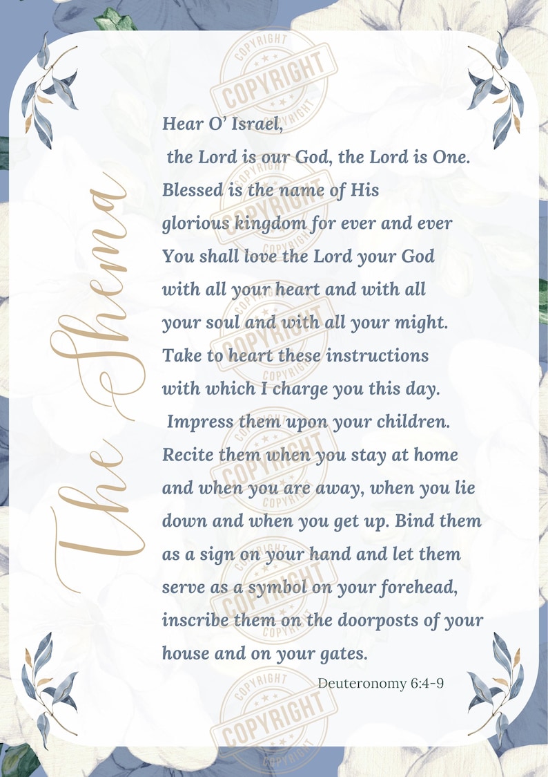 The Shema Prayer Print | Jewish Print | Christian Printable | Scripture ...