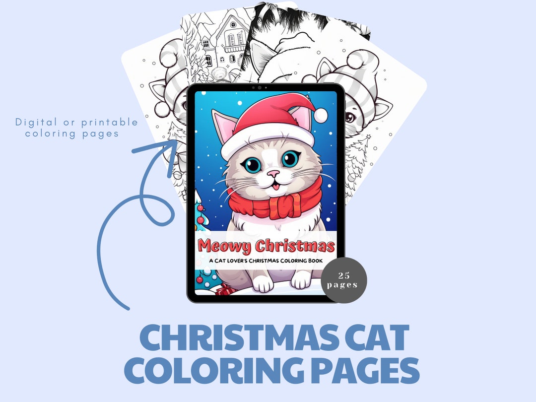 Meowy Christmas: Printable Cat Coloring Pages for Festive Fun - Etsy