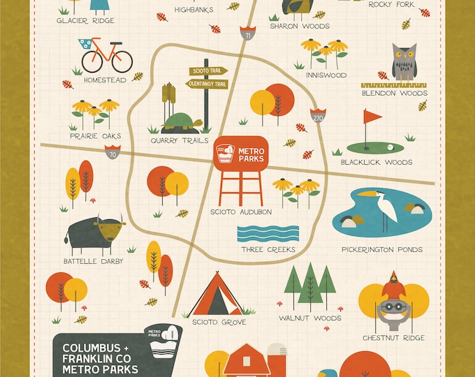 Columbus Metro Parks Illustrated Map (8x10 In) - Etsy