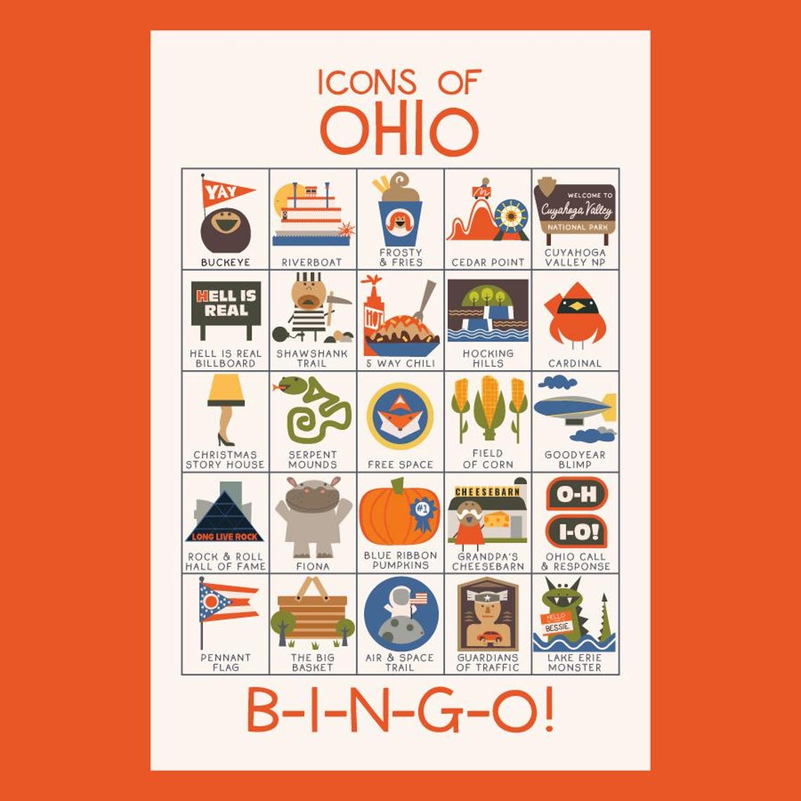 Icons of the Midwest Bingo Postcard 3 Pack (choose From Ohio, Kentucky ...