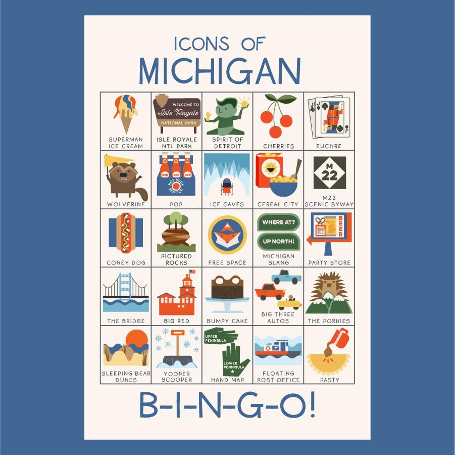 Icons of the Midwest Bingo Postcard 3 Pack (choose From Ohio, Kentucky ...