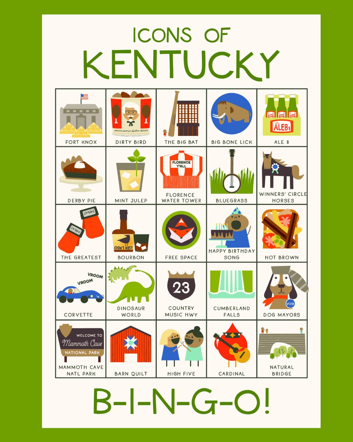 Icons of the Midwest Bingo Postcard 3 Pack (choose From Ohio, Kentucky ...