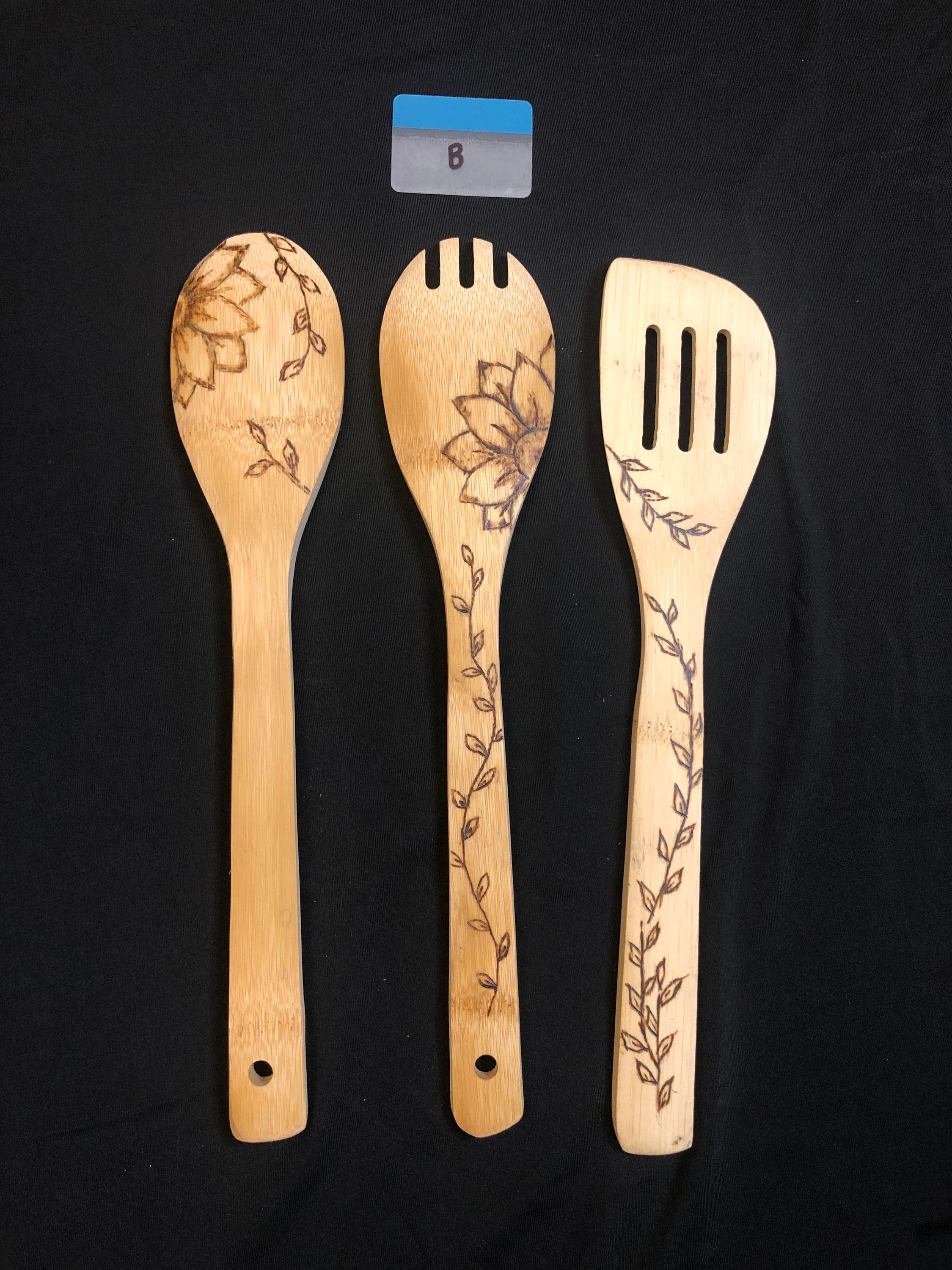 Bamboo Wood Burned Cooking Utensil Sets - Etsy