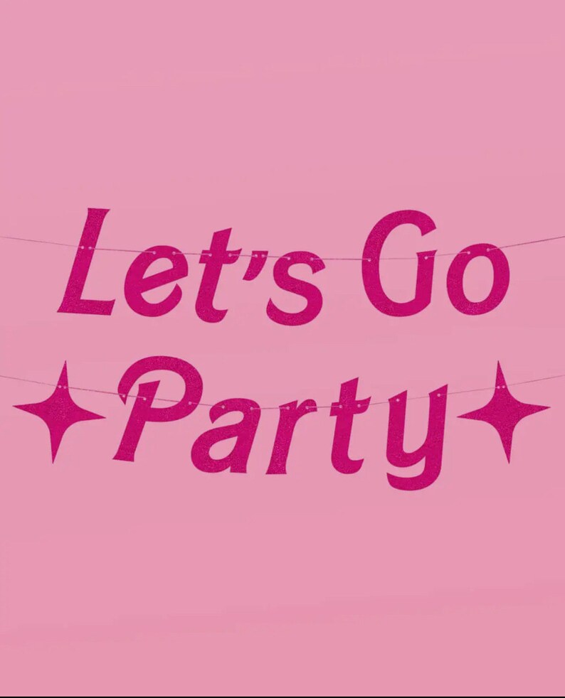 Lets Go Party Banner, Pink, Barbie Party, Come on Barbie, Pink Sparkle ...