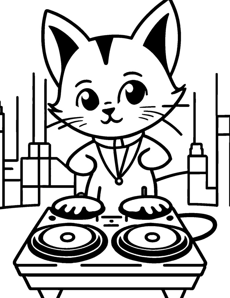 Deejay RAVE CAT Coloring Book Turntables in Techno, House, and EDM ...
