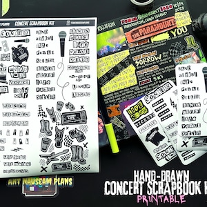 Hand-drawn Punk Rock Concert Scrapbook Kit [[printable]] - Etsy