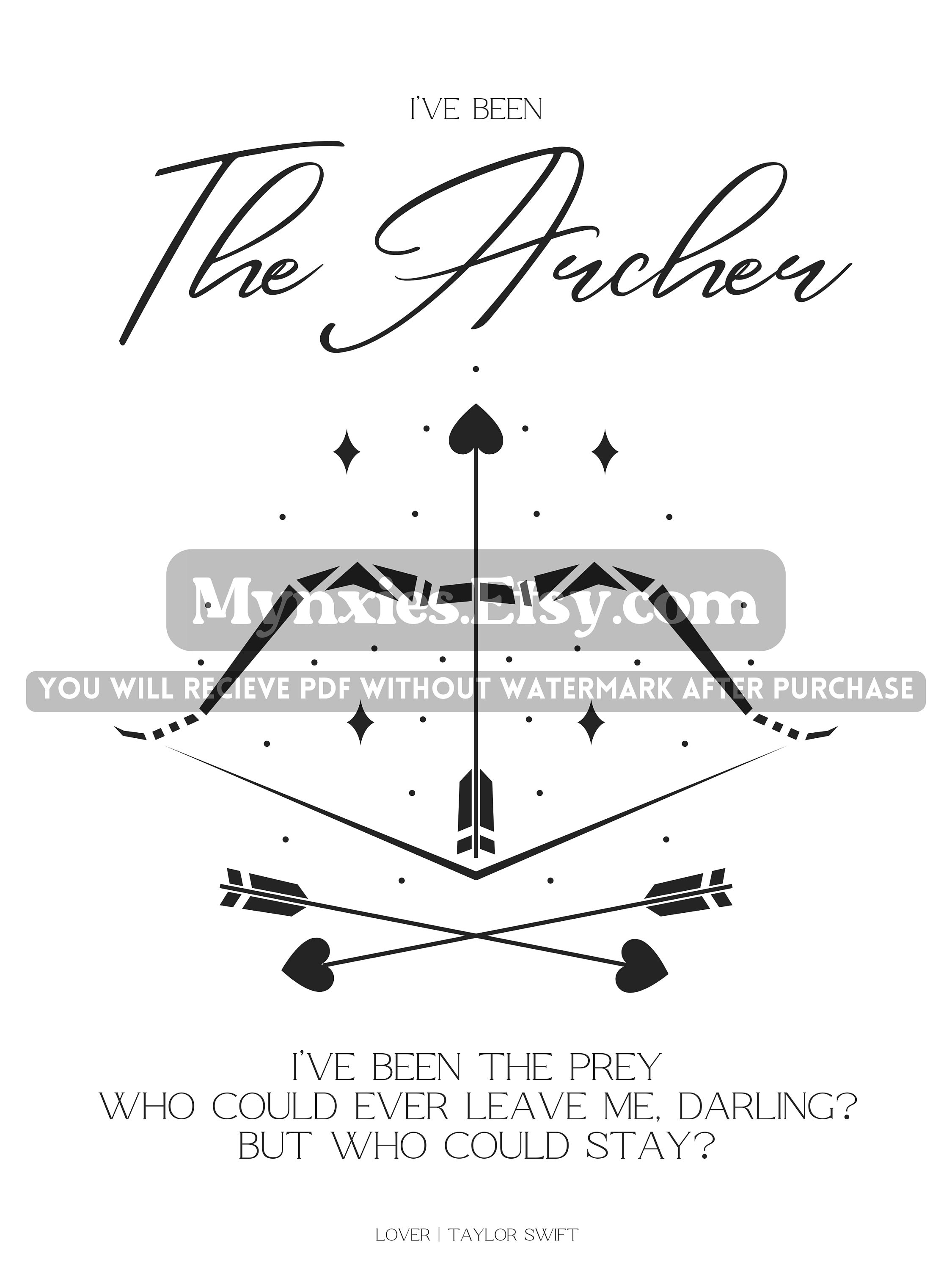 The Archer Digital Download Taylor Swift Lyrics Lover Era Taylor Swift ...