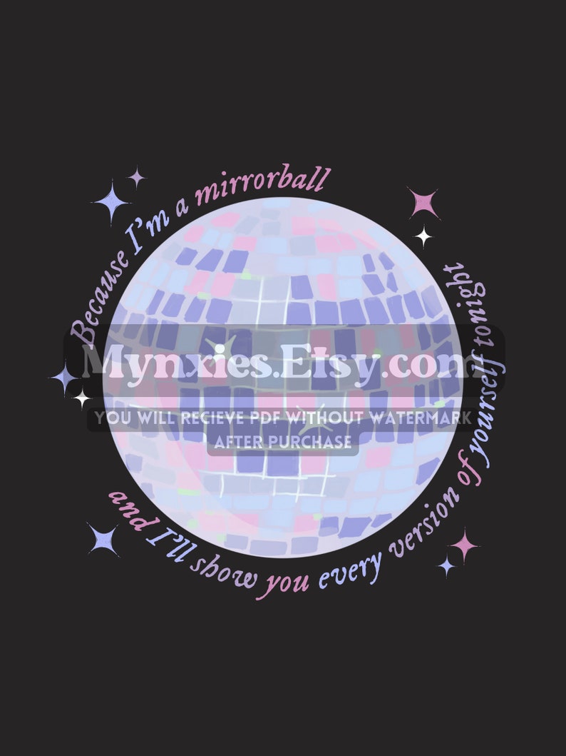 Mirrorball Digital Download, Taylor Folklore Wall Print Quote ...