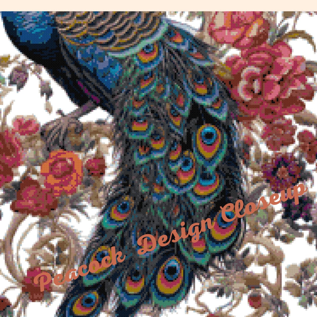 Peacock Cross Stitch Pattern Downloadable & Printable Counted Cross ...