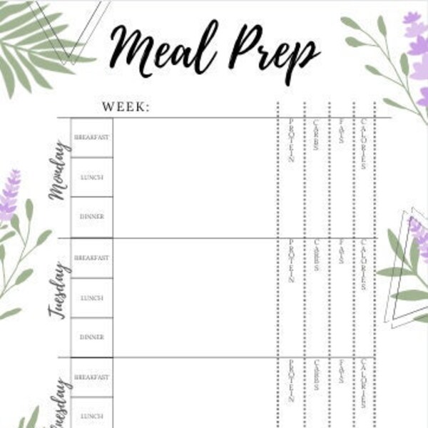Meal Prep Printable - Etsy