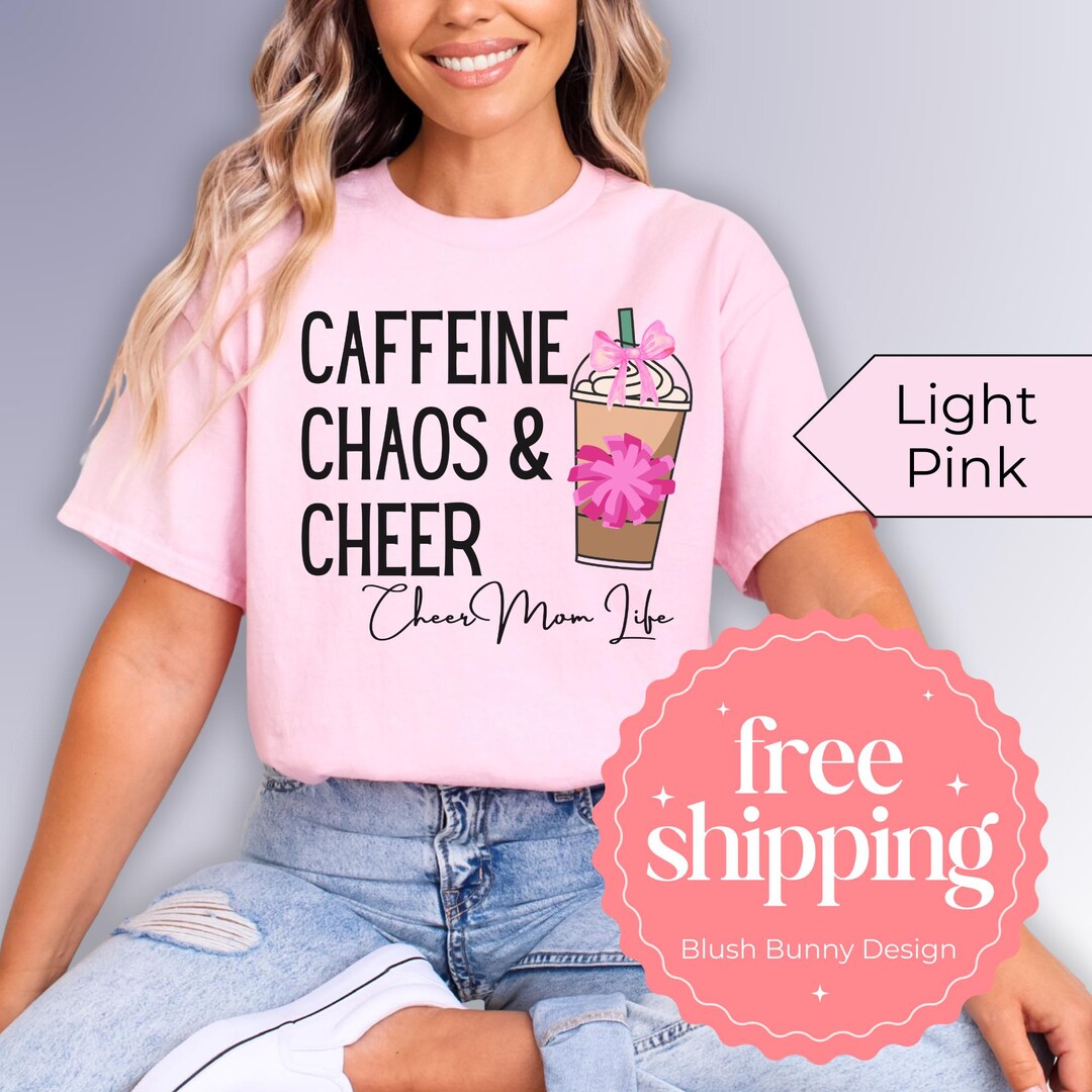 Cheer Mom Shirt Caffeine and Cheer Shirt Funny Cheer Mom Life Shirt ...