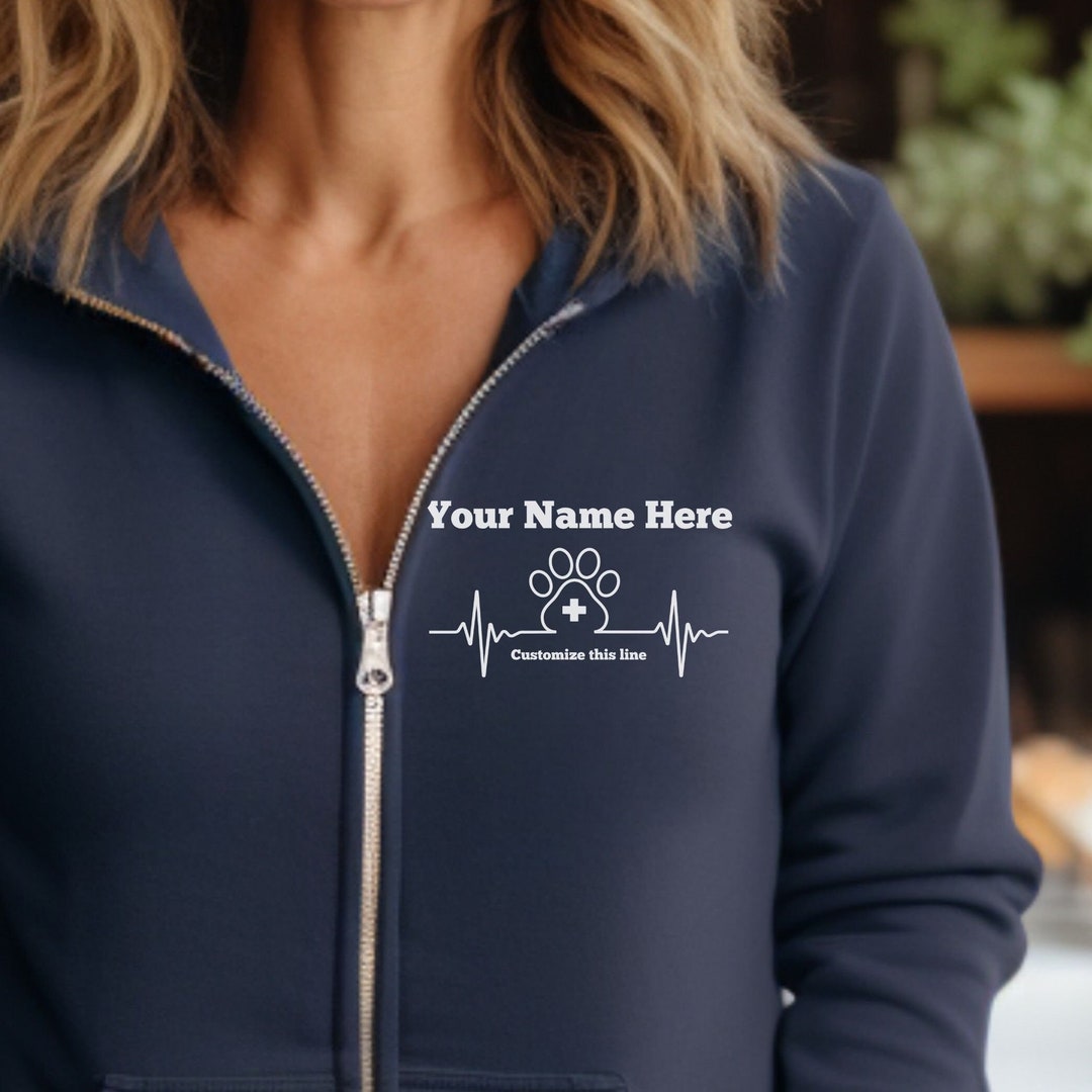 Personalized Veterinarian Jacket Zippered Sweatshirt DVM Personalized ...