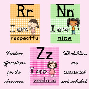 Positive Character Trait Classroom Decor Digital Download Alphabet ...