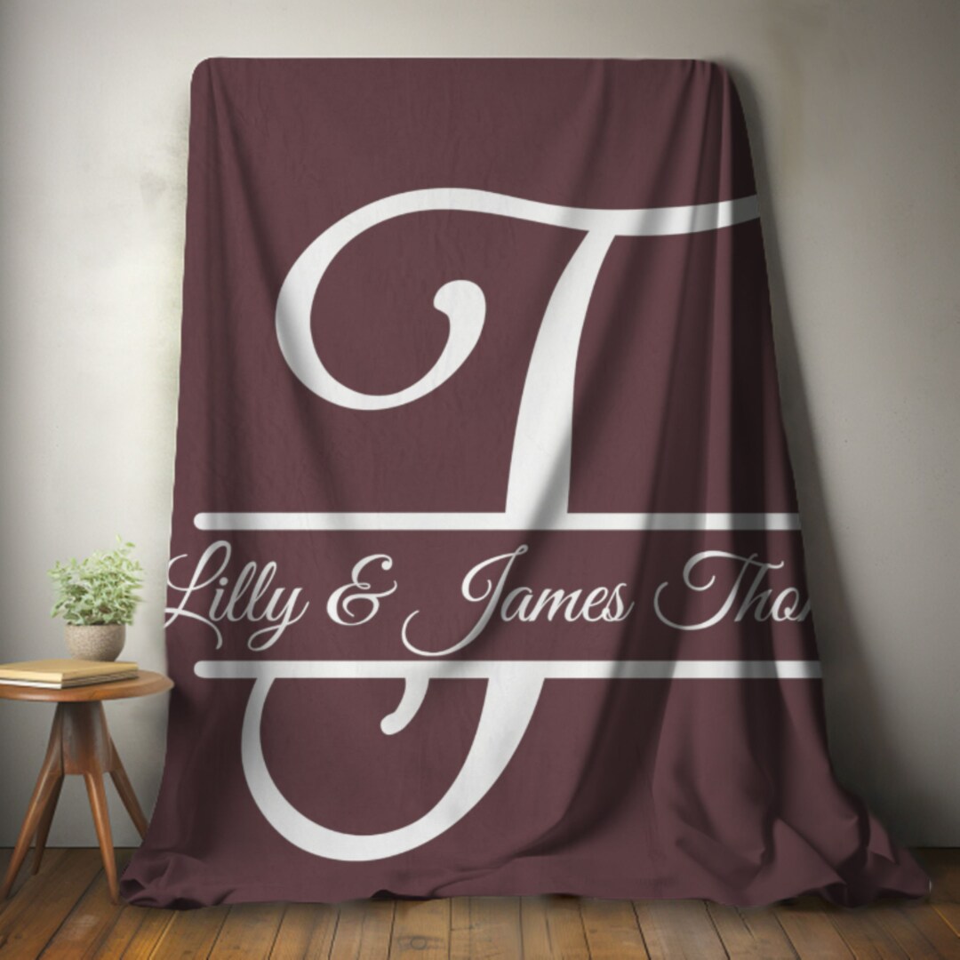 Monogrammed Wedding Gift Personalized Blanket for Couple Monogram ...