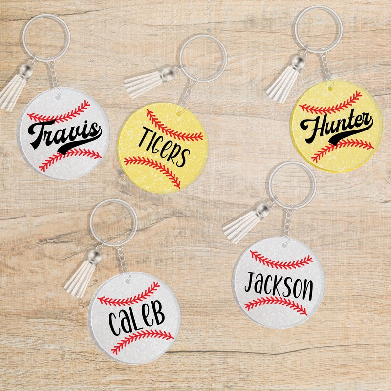 Softball Keychain - Etsy