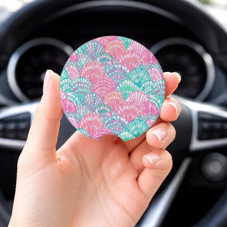 Floral Preppy Car Coasters | Car Coasters Set | Cute Car Accessories ...