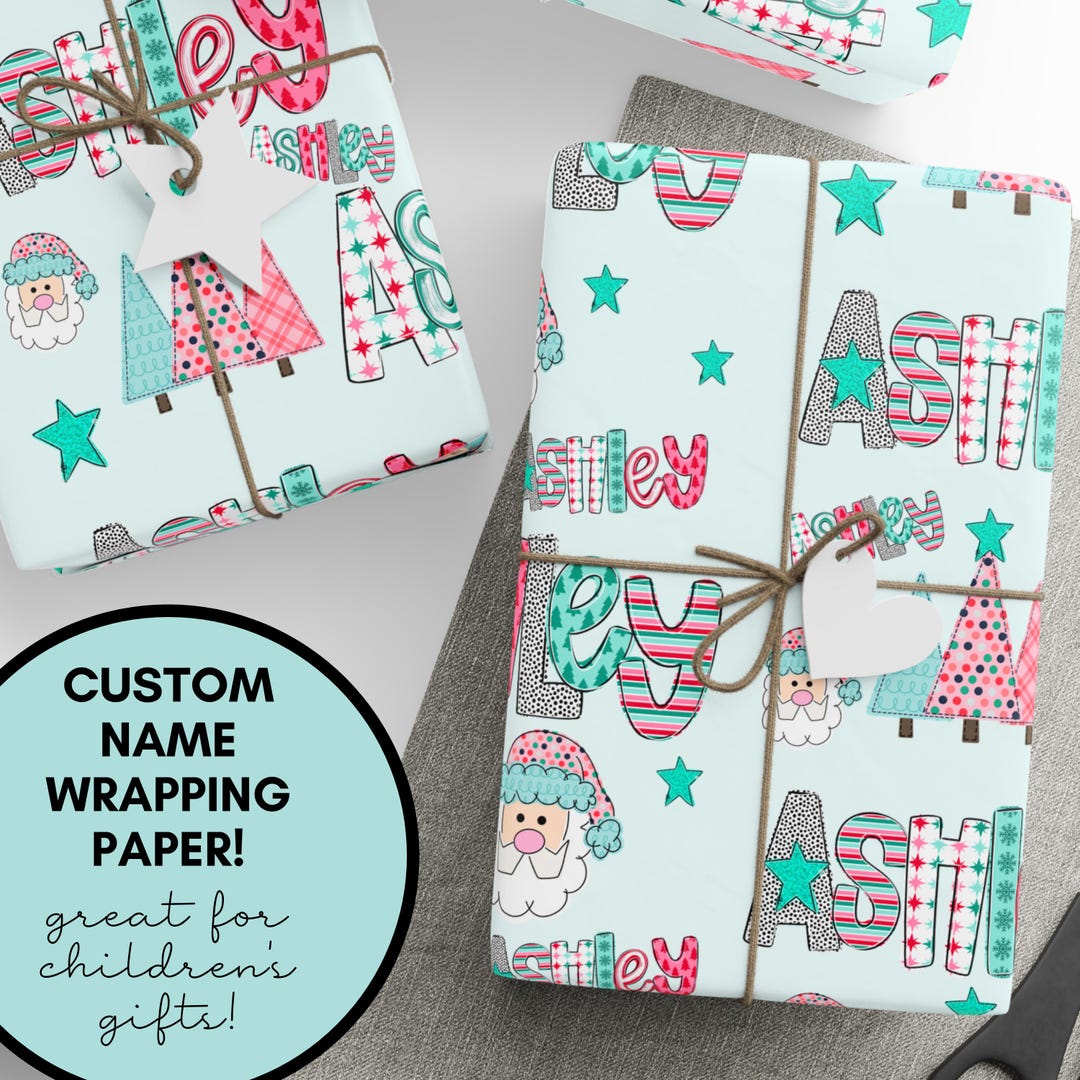 Personalized Wrapping Paper Christmas Santa Gift Wrap With Name Custom ...