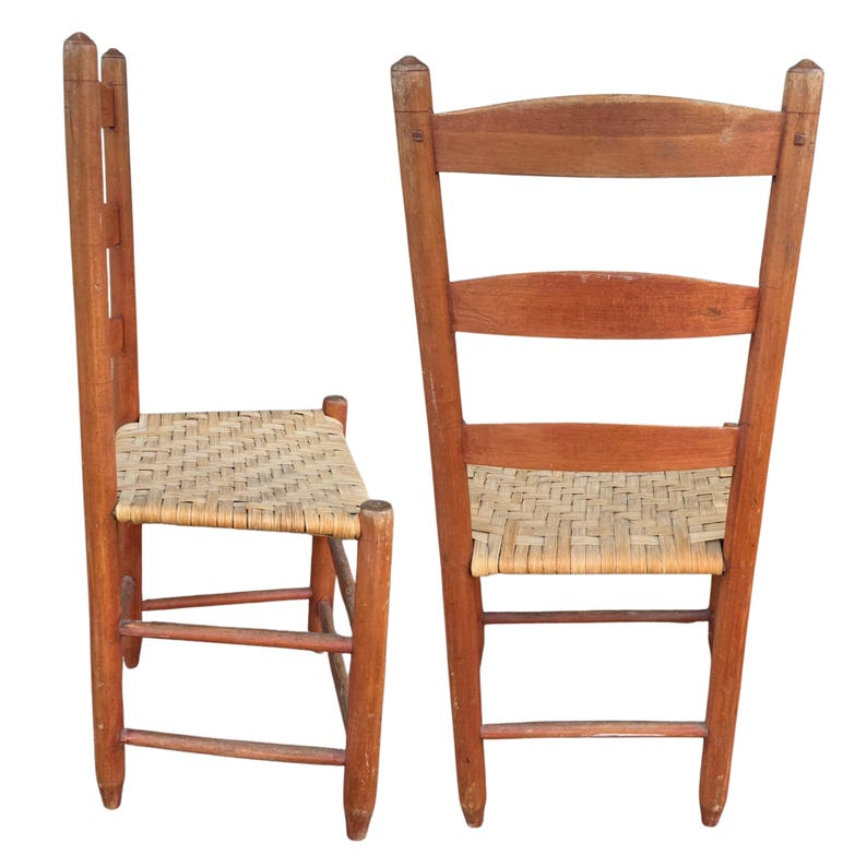 Antique Ladder Back Chair, Shaker Style, Red Painted Primitive Cottage ...