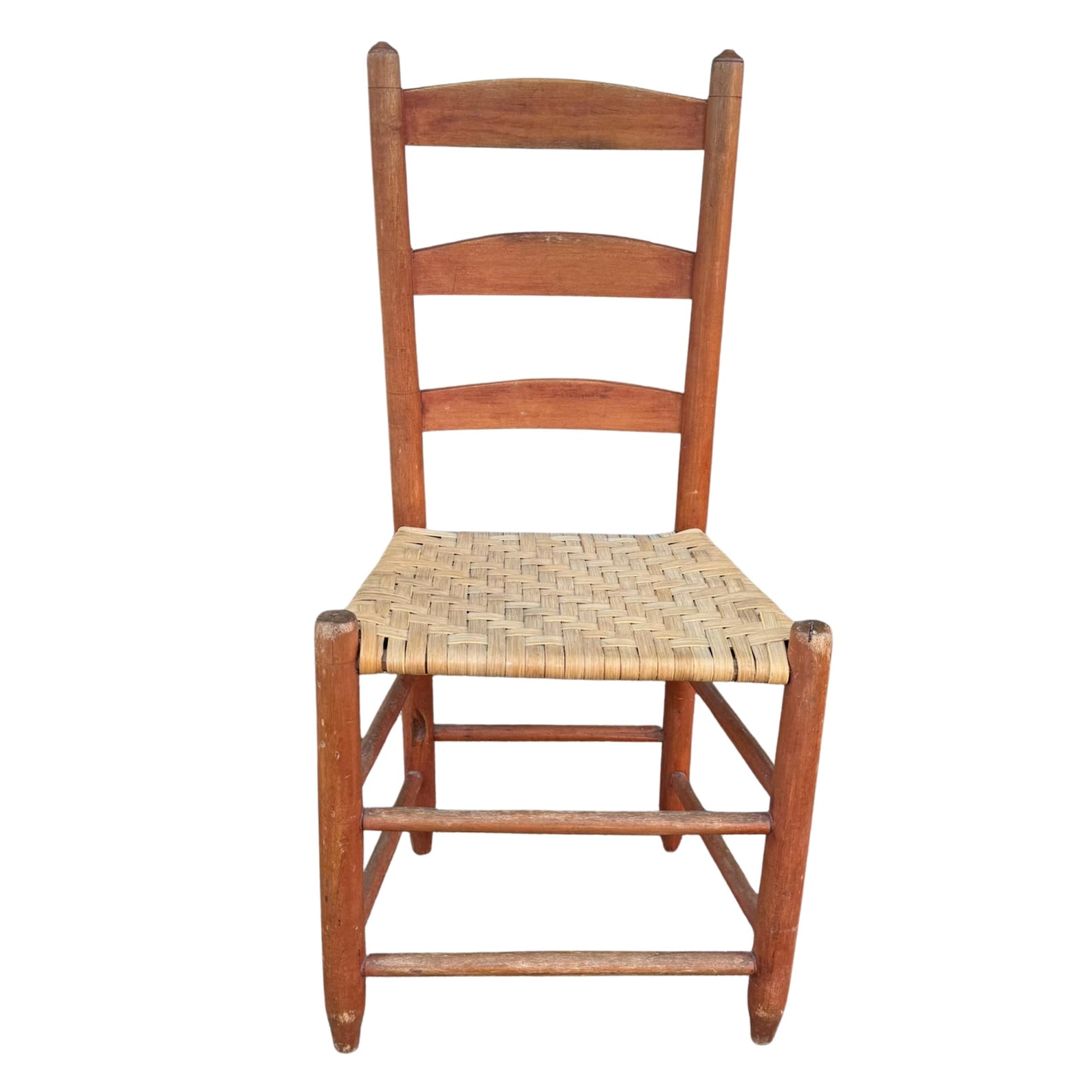 Antique Ladder Back Chair, Shaker Style, Red Painted Primitive Cottage ...