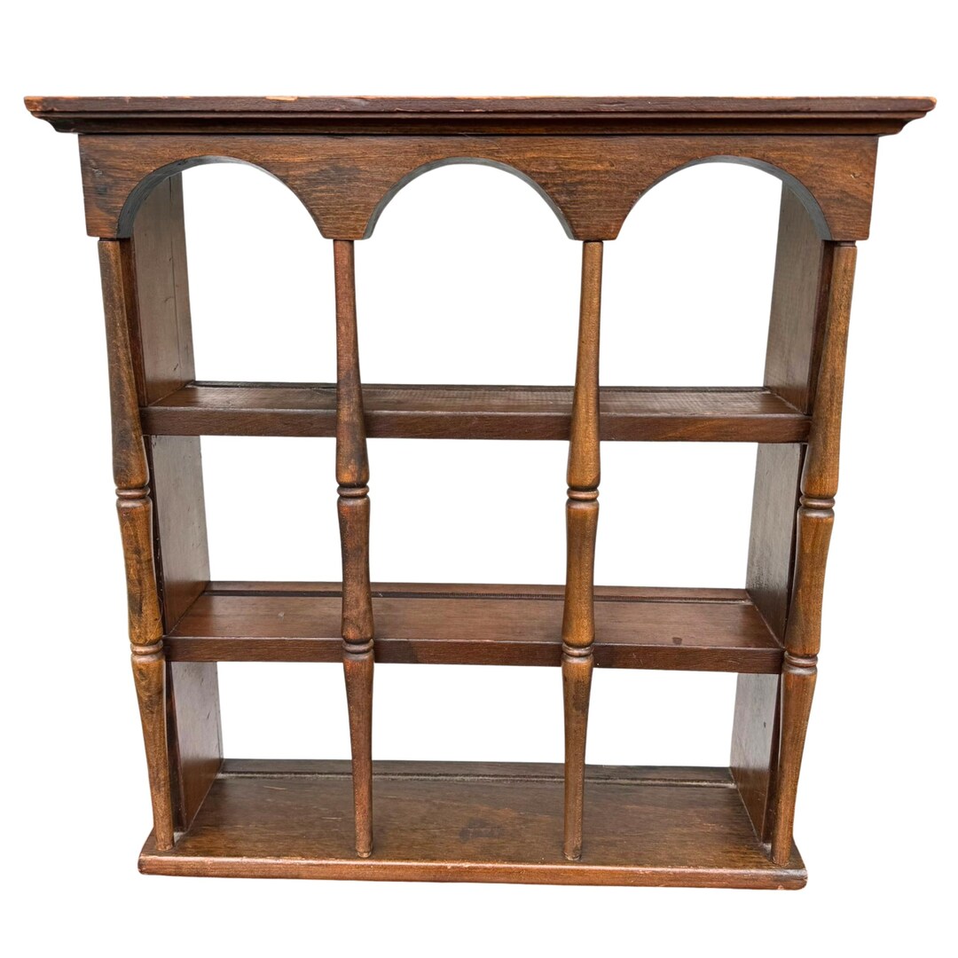 Vintage Colonial Wood Wall Shelf for Teacup & Saucer Display ...