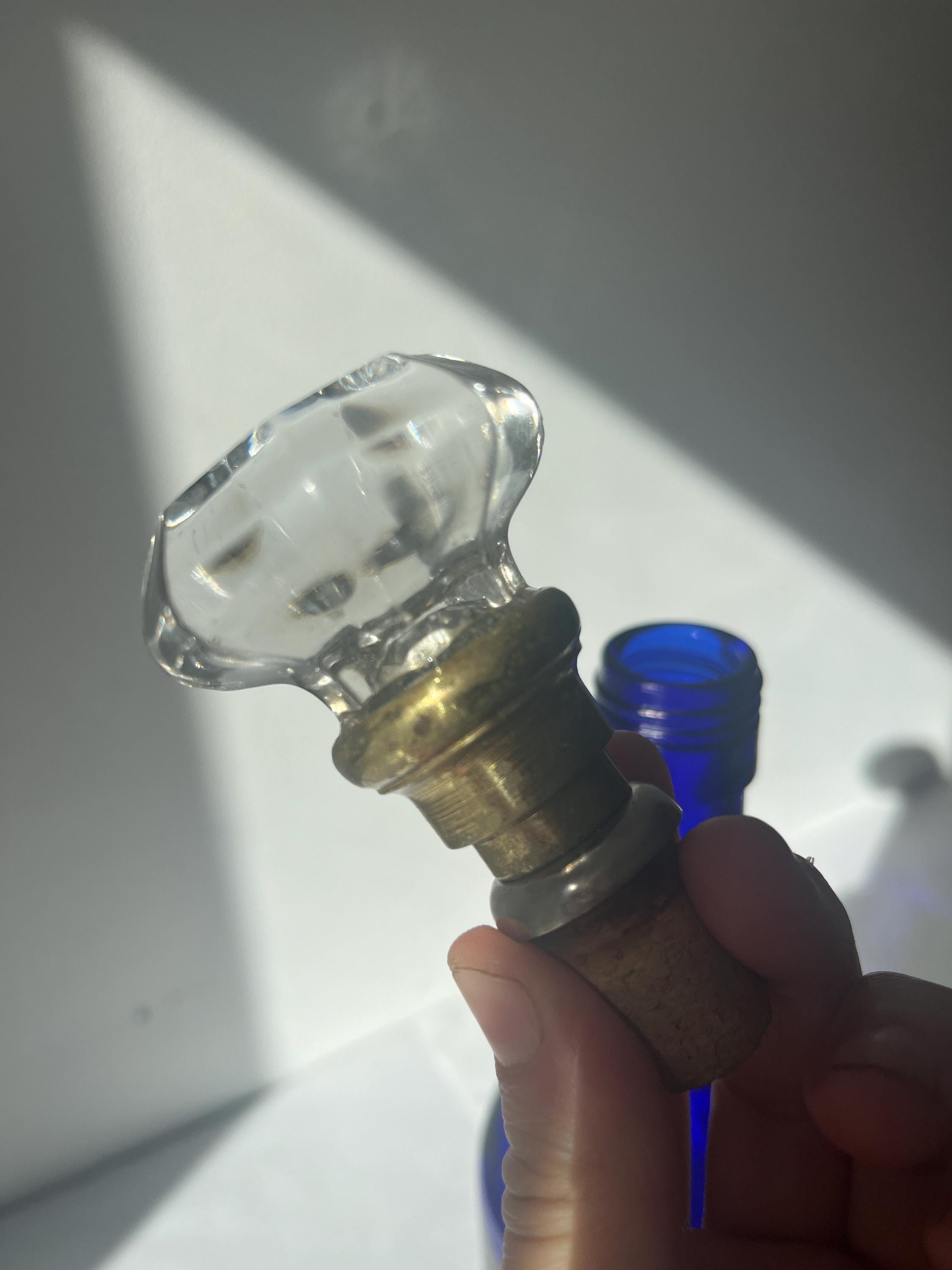 Vintage Cobalt Blue Glass Bottle With Glass Cork Stopper - Etsy