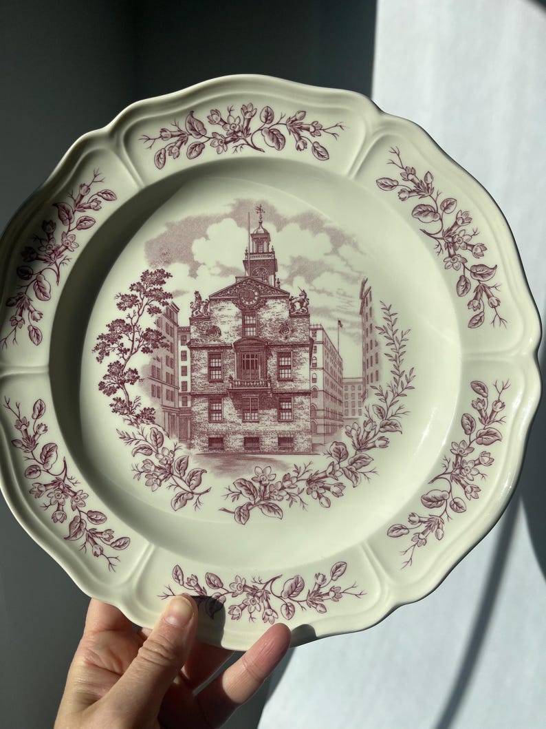 Vintage Wedgwood Historic Boston Plates: Mulberry Transferware Set - Etsy