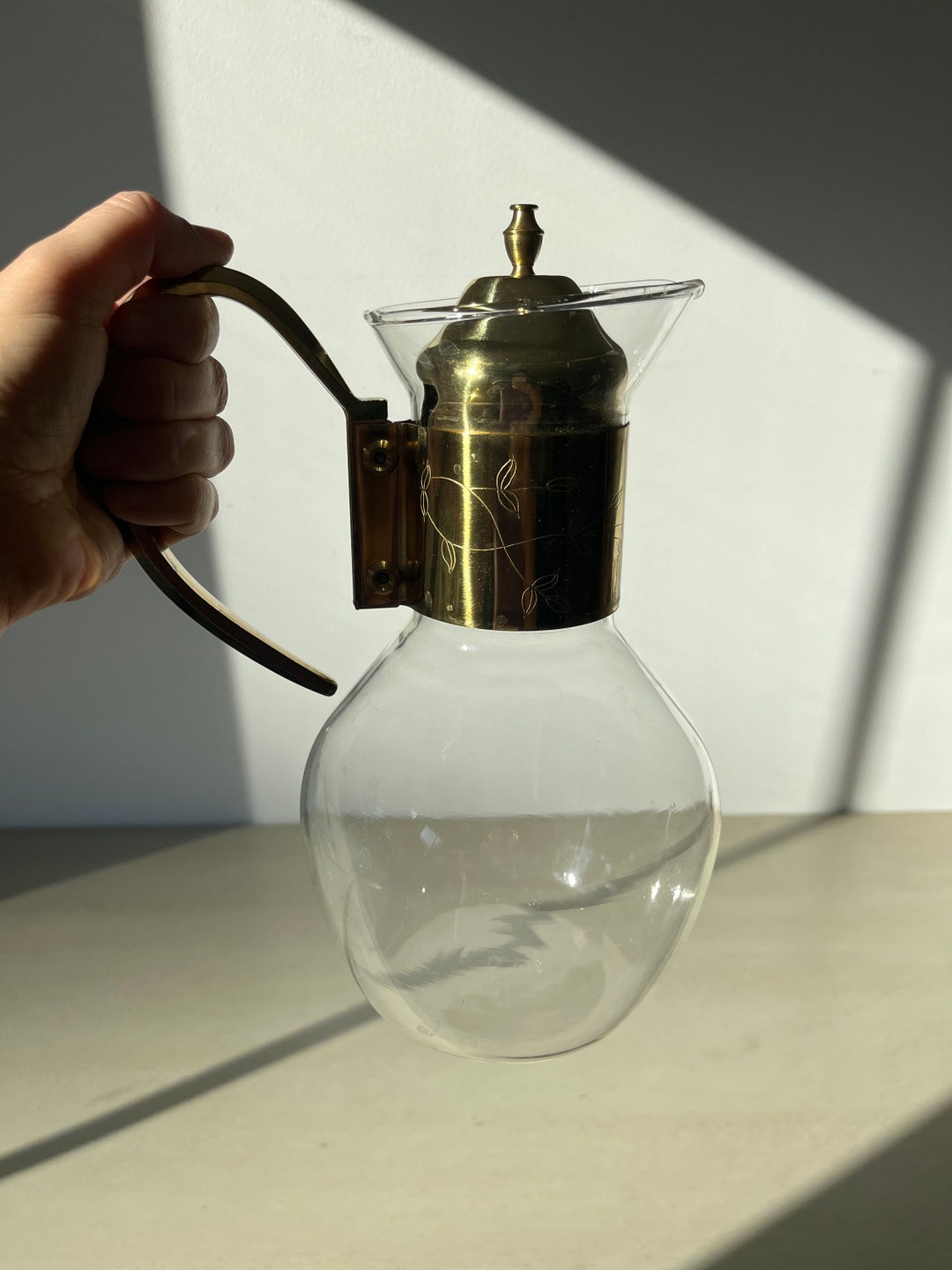 MCM Vintage Princess House Coffee or Tea Carafe With Brass - Etsy