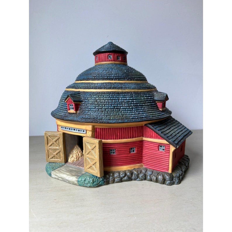 Vintage Red Round Barn - Part of Christmas Village Accessories by Lang ...