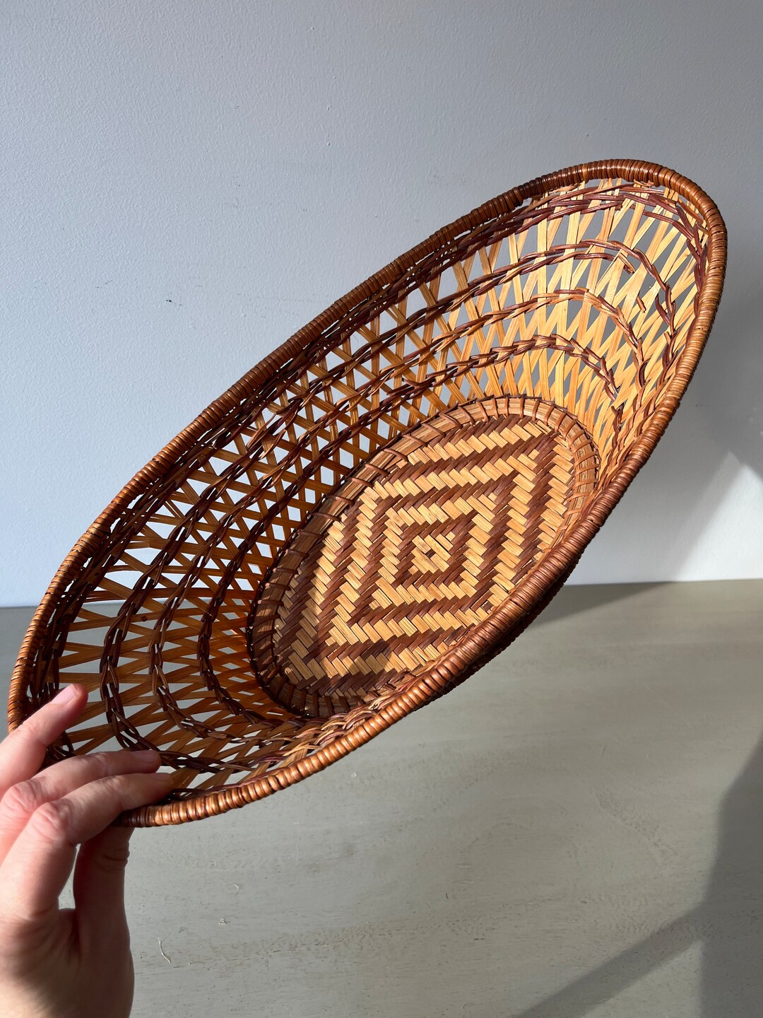 Really Nice Vintage BOHO Wicker Boat Basket - Etsy