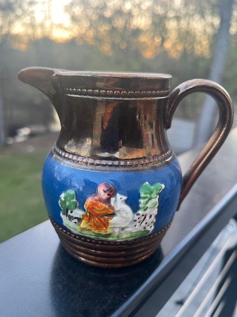 Antique Victorian Copper Luster Creamer Pearlware - Etsy