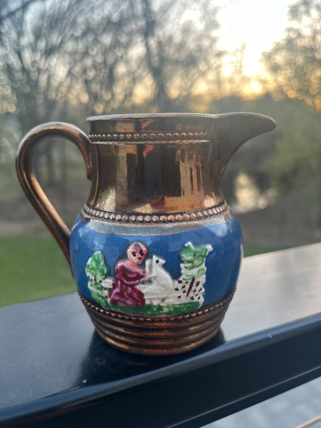 Antique Victorian Copper Luster Creamer Pearlware - Etsy