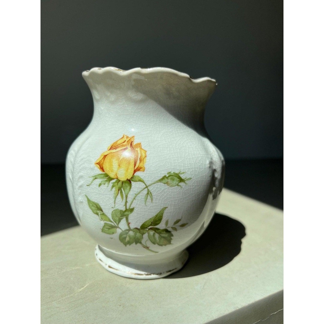 Antique Buffalo Pottery Bud Vase With Rose Buds - Etsy