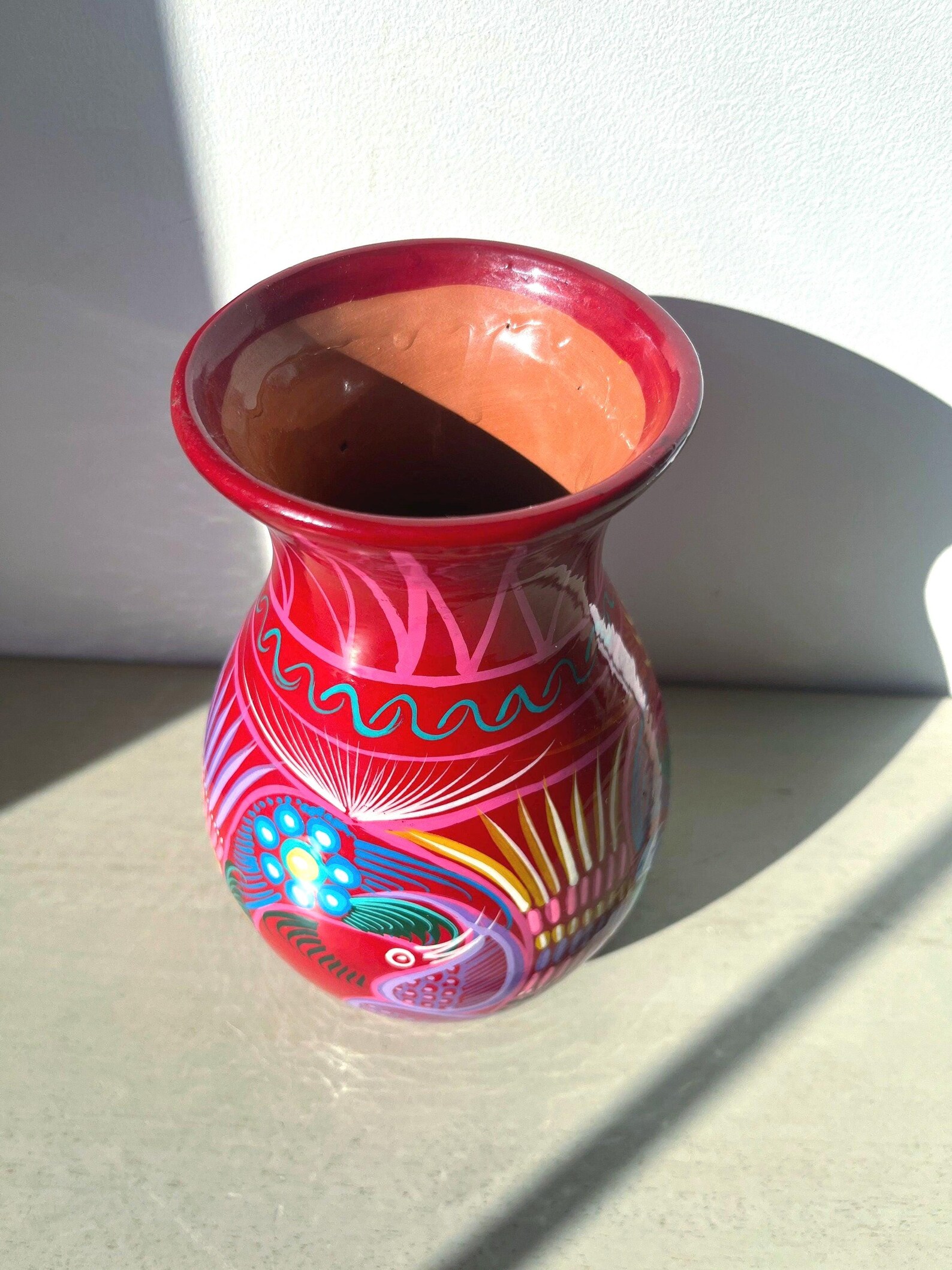 Mexican Folk Art Red Ware Pottery Vase - Etsy