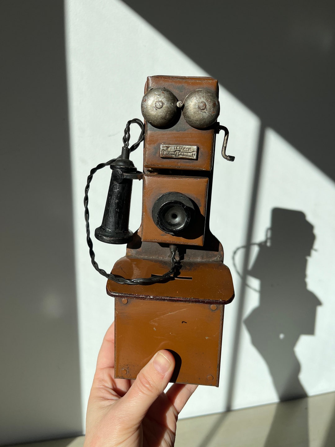Vintage Metal Crank Phone Replica Money Bank - Etsy