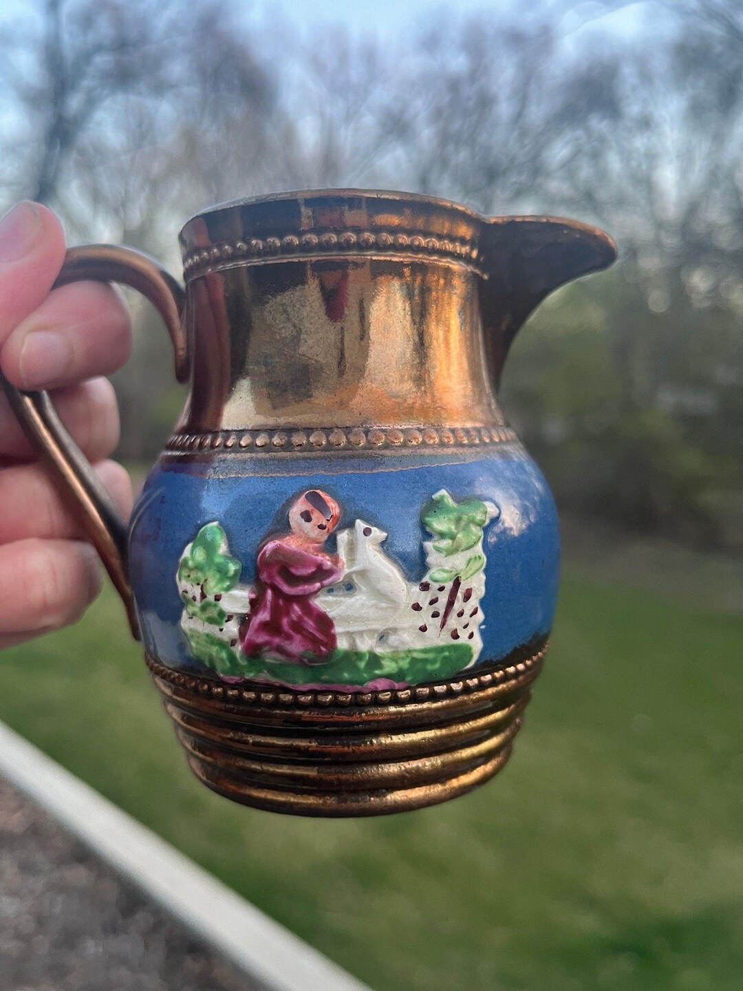 Antique Victorian Copper Luster Creamer Pearlware - Etsy