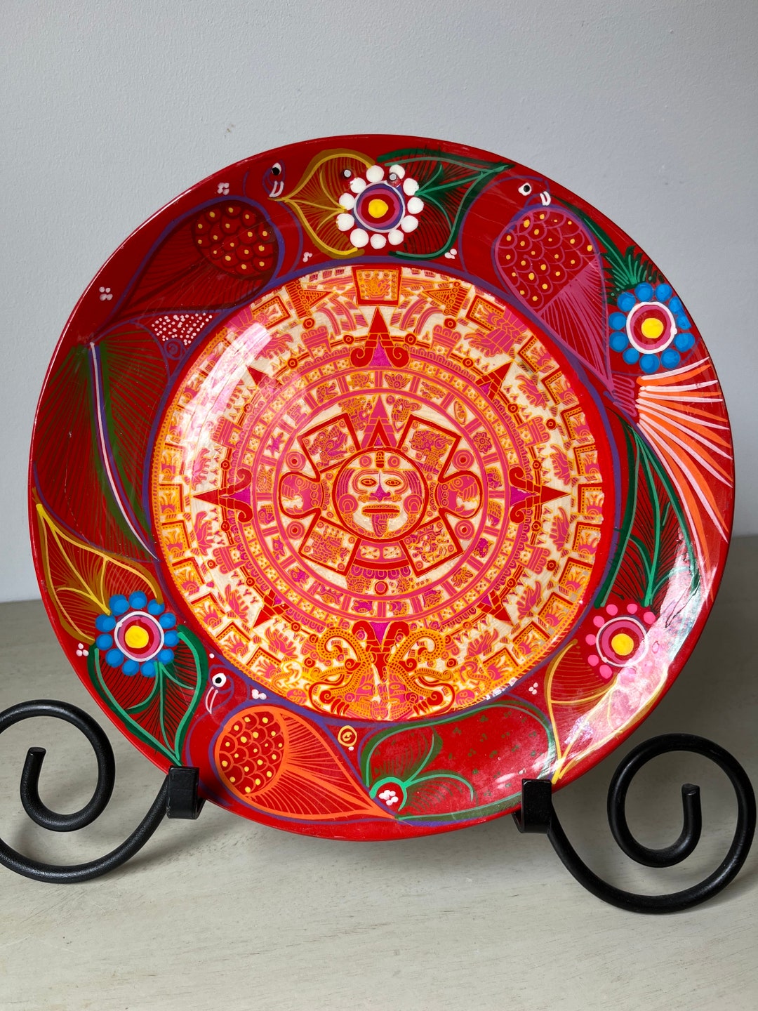 Vintage Mexican Aztec Sun Calendar Plate - Etsy
