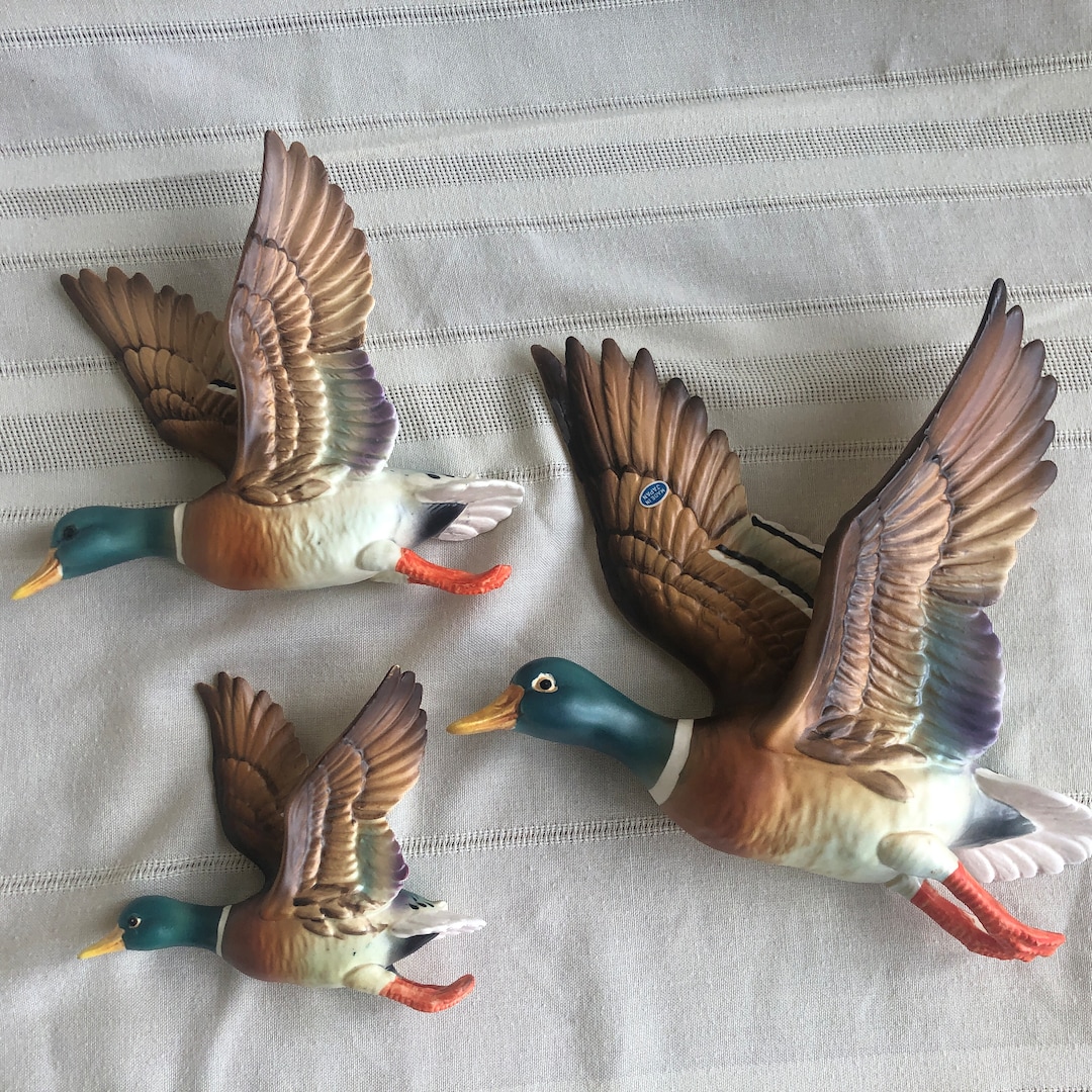 Vintage Ceramic Flying Ducks Wall Decor, SET of 3, Midcentury MCM ...