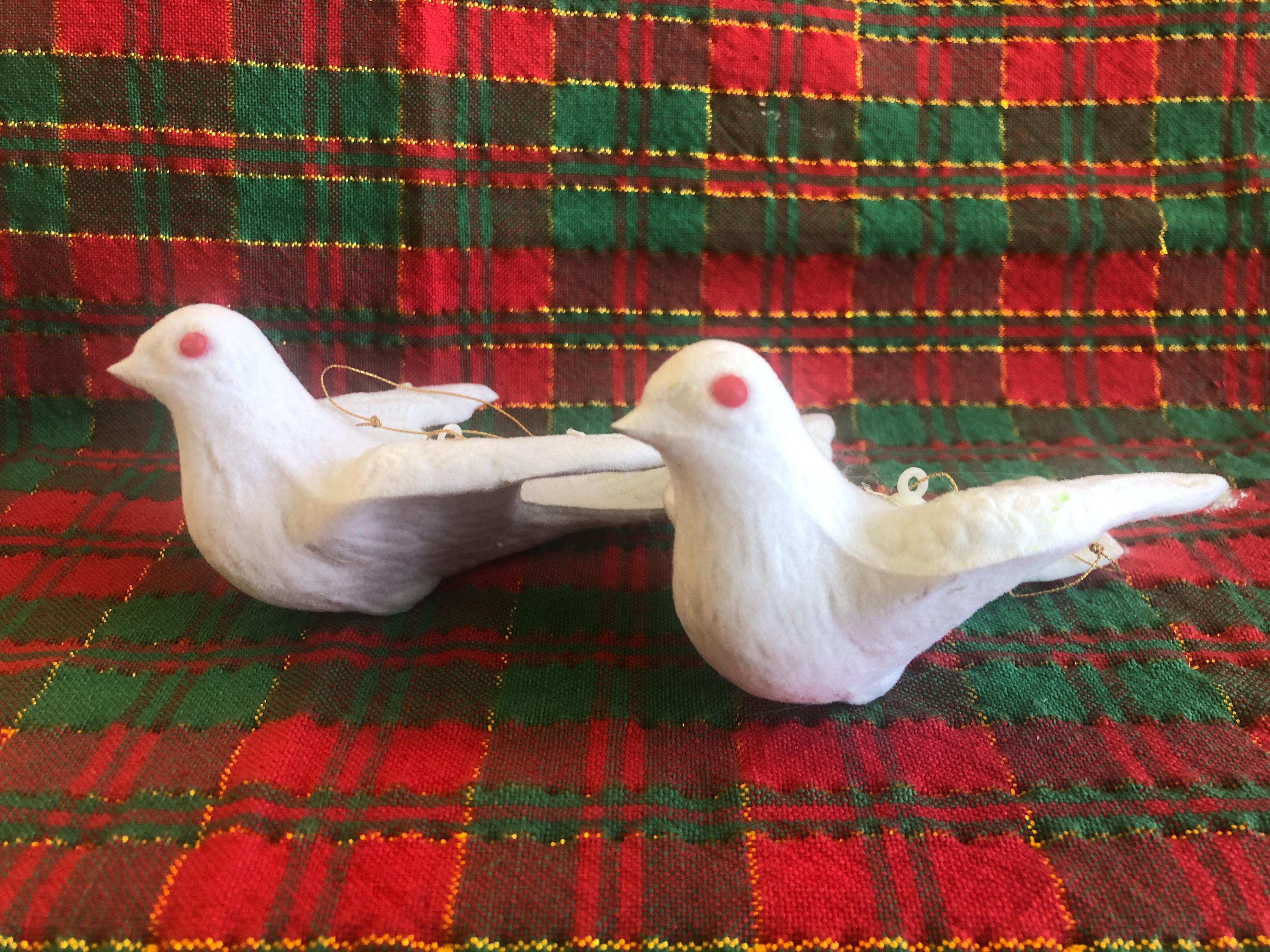 Vintage Flocked White Dove Ornament, Set of 2, Easter Decor, Ceramic ...