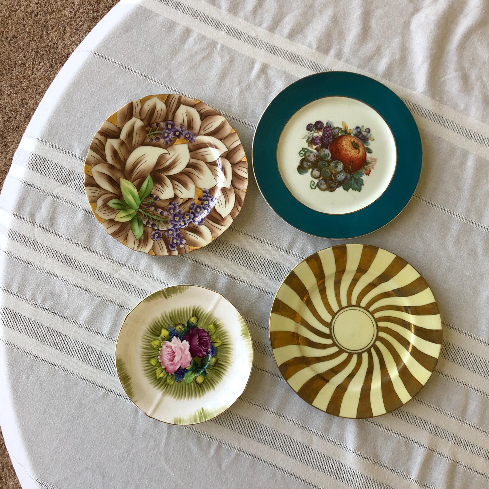 Vintage Ceramic Decorative Plates, Handpainted Roses Flowers, Norcrest ...
