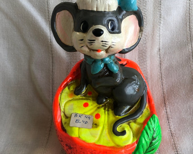 Midcentury 1960s Big Eyes Mouse Coin Bank, Mouse With Blue Hat ...